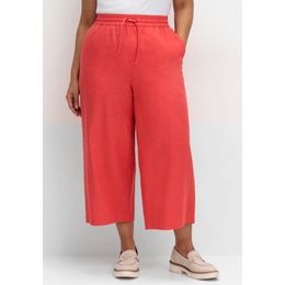 sheego Damen 7/8-Hose, rot, Gr. 44, unifarben, 55% Leinen, 45% Viskose, Hosen