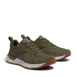 Sneaker Timberland "Voyager Park LOW LACE UP SNEAKER", Damen, Gr. 44, gr&uuml;n (dk gr&uuml;n mesh), Leder, Textil, Schuhe Sneaker