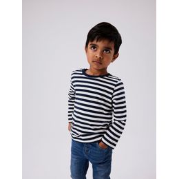 name it Jungen Langarmshirt "NMMSALMO NREG LS TOP NOOS", blau, Gr. 80, geringelt, gestreift, Jersey, Obermaterial: 100% Baumwolle, Shirts, im tollen