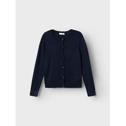 name it M&auml;dchen Strickjacke "NKFVAMONE LS KNIT CARD K NOOS", blau, Gr. 158, unifarben, Strick, Obermaterial: 80% Viskose, 20% Nylon, Strickjacken,