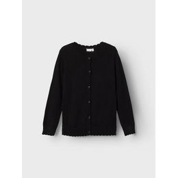 name it Mädchen Strickjacke "NKFVAMONE LS KNIT CARD K NOOS", schwarz, Gr. 158, unifarben, Strick, Obermaterial: 80% Viskose, 20% Nylon, Strickjacken,