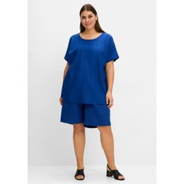 sheego Damen Longbluse, blau, Gr. 48, unifarben, 56% Viskose, 43% Polyester, 1% Elasthan, Blusen