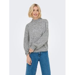 Jacqueline de Yong JDY Damen Stehkragenpullover "JDYZOEY LIFE L/S HN RAGLAN PUL KNT NOOS", grau, Gr. M, unifarben, Strick, Obermaterial: 80% Polyester, 11% Nylon, 8%