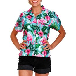 King Kameha Blouse 'Flamingo Flowers' female Blue size 5XL
