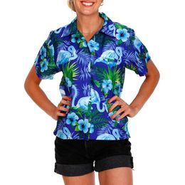King Kameha Blouse 'Flamingo Flowers' female Blue size 4XL