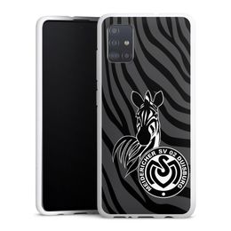 DeinDesign Galaxy A51 Handy Silikon H&uuml;lle Case wei&szlig; Handyh&uuml;lle Zebra Msv Duisburg Muster Silikon Case