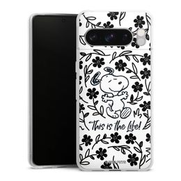 DeinDesign Google Pixel 8 Pro Handy Silikon H&uuml;lle Case transparent Handyh&uuml;lle Peanuts Flowers Snoopy Silikon Case