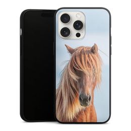 DeinDesign iPhone 15 Pro Max Handy Premium Silikon H&uuml;lle Handyh&uuml;lle schwarz Case Animals Animal Look Horse Silikon Premium Case
