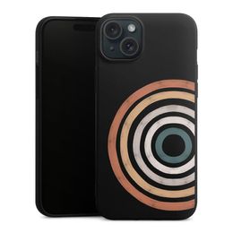DeinDesign iPhone 15 Plus Handy Premium Silikon H&uuml;lle Handyh&uuml;lle schwarz Case Circle Rainbow Water Colour Silikon Premium Case