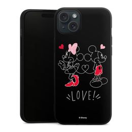 DeinDesign iPhone 15 Plus Handy Premium Silikon H&uuml;lle Handyh&uuml;lle schwarz Case Disney Love Silikon Premium Case