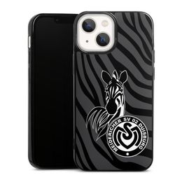 DeinDesign iPhone 13 Mini Handy Slim Case extra d&uuml;nn Silikon Handyh&uuml;lle schwarz H&uuml;lle Zebra Msv Duisburg Muster Silikon Slim Case