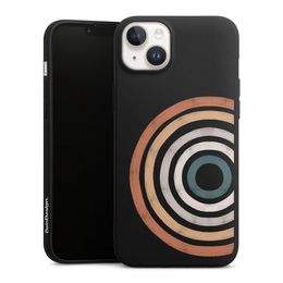 DeinDesign iPhone 14 Handy Premium Silikon H&uuml;lle Handyh&uuml;lle schwarz Case Circle Rainbow Water Colour Silikon Premium Case