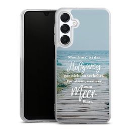 DeinDesign Galaxy A16 5G Handy Silikon H&uuml;lle Case transparent Handyh&uuml;lle Statement Beach Spruch Silikon Case