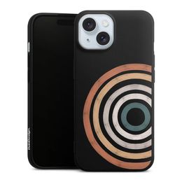 DeinDesign iPhone 15 Handy Premium Silikon H&uuml;lle Handyh&uuml;lle schwarz Case Circle Rainbow Water Colour Silikon Premium Case