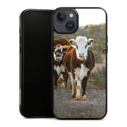 DeinDesign iPhone 14 Plus Handy Silikon H&uuml;lle Case schwarz Handyh&uuml;lle Cow Farmer Calf