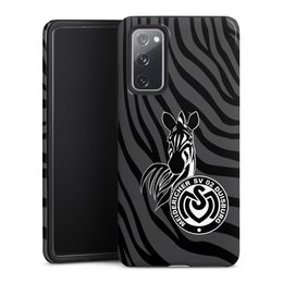 DeinDesign Galaxy S20 FE 5G Handy Panzer Handyh&uuml;lle robuste Outdoor H&uuml;lle Schutzh&uuml;lle gl&auml;nzend Msv Duisburg Muster Zebra Tough Case