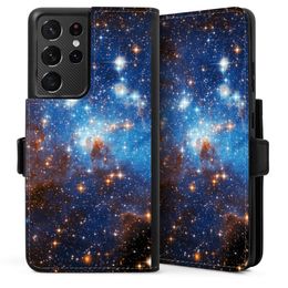 DeinDesign Galaxy S21 Ultra 5G Handy Klapph&uuml;lle Handyh&uuml;lle aus Kunst Leder schwarz Flip Case Weltall Star Galaxy Sideflip mit Lasche