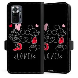 DeinDesign Xiaomi Redmi Note 10 Pro Handy Klapph&uuml;lle Handyh&uuml;lle aus Kunst Leder schwarz Flip Case Disney Love Sideflip mit langer Lasche