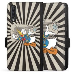 DeinDesign Galaxy A50 Handy Klapph&uuml;lle Handyh&uuml;lle aus Kunst Leder schwarz Flip Case Official Licensed Product Donald Duck Disney Sideflip mit Lasche