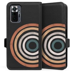 DeinDesign Xiaomi Redmi Note 10 Pro Handy Klapph&uuml;lle Handyh&uuml;lle aus Kunst Leder schwarz Flip Case Rainbow Circle Water Colour Sideflip mit langer Lasche