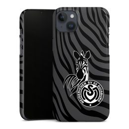 DeinDesign iPhone 14 Plus Handy Premium Case Smartphone Handyh&uuml;lle Schutzh&uuml;lle gl&auml;nzend Zebra Msv Duisburg Muster Premium Case
