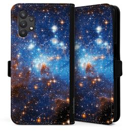 DeinDesign Galaxy A32 5G Handy Klapph&uuml;lle Handyh&uuml;lle aus Kunst Leder schwarz Flip Case Weltall Star Galaxy Sideflip mit langer Lasche
