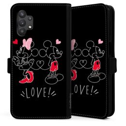 DeinDesign Galaxy A32 5G Handy Klapph&uuml;lle Handyh&uuml;lle aus Kunst Leder schwarz Flip Case Disney Love Sideflip mit langer Lasche