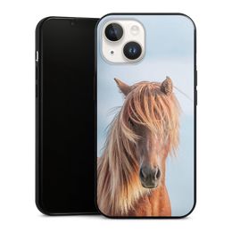 DeinDesign iPhone 14 Handy Slim Case extra d&uuml;nn Silikon Handyh&uuml;lle schwarz H&uuml;lle Animals Animal Look Horse Silikon Slim Case