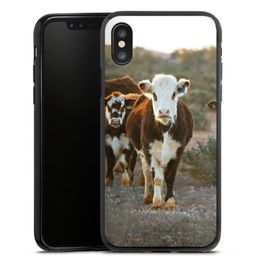 DeinDesign iPhone X Handy Silikon H&uuml;lle Case schwarz Handyh&uuml;lle Cow Farmer Calf