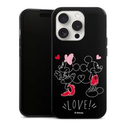 DeinDesign iPhone 15 Pro Handy Slim Case extra d&uuml;nn Silikon Handyh&uuml;lle schwarz H&uuml;lle Disney Love Silikon Slim Case