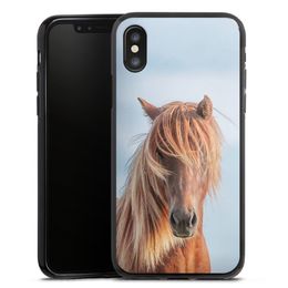 DeinDesign iPhone X Handy Silikon H&uuml;lle Case schwarz Handyh&uuml;lle Animals Animal Look Horse