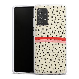 DeinDesign Galaxy A52s 5G Handy Silikon H&uuml;lle Case wei&szlig; Handyh&uuml;lle Stripes Points Kunst Silikon Case
