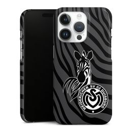 DeinDesign iPhone 14 Pro Handy Premium Case Smartphone Handyh&uuml;lle Schutzh&uuml;lle gl&auml;nzend Zebra Msv Duisburg Muster Premium Case