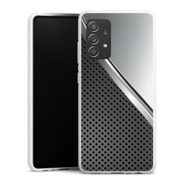 DeinDesign Galaxy A52s 5G Handy Silikon H&uuml;lle Case wei&szlig; Handyh&uuml;lle Carbon Steel Metall Silikon Case