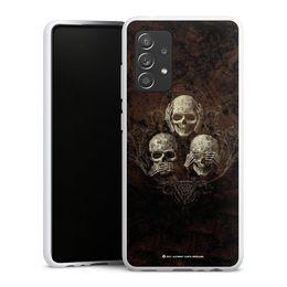 DeinDesign Galaxy A52s 5G Handy Silikon H&uuml;lle Case wei&szlig; Handyh&uuml;lle Gothic Art Skulls Silikon Case