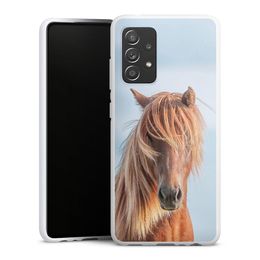 DeinDesign Galaxy A52s 5G Handy Silikon H&uuml;lle Case wei&szlig; Handyh&uuml;lle Animals Animal Look Horse Silikon Case