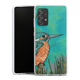 DeinDesign Galaxy A52s 5G Handy Silikon H&uuml;lle Case wei&szlig; Handyh&uuml;lle Painting Animals Bird Silikon Case