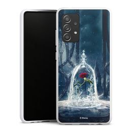 DeinDesign Galaxy A52s 5G Handy Silikon H&uuml;lle Case wei&szlig; Handyh&uuml;lle Rose The Beauty And The Beast Disney Princess Silikon Case