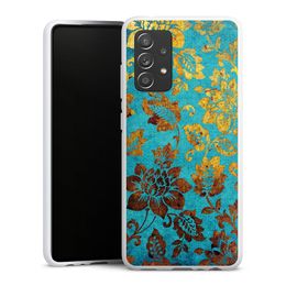 DeinDesign Galaxy A52s 5G Handy Silikon H&uuml;lle Case wei&szlig; Handyh&uuml;lle Vintage Ornament Flowers Silikon Case