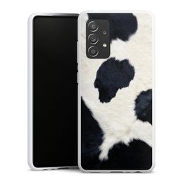 DeinDesign Galaxy A52s 5G Handy Silikon H&uuml;lle Case wei&szlig; Handyh&uuml;lle Animal Print Cow Skin Animal Look Silikon Case