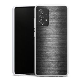 DeinDesign Galaxy A52s 5G Handy Silikon H&uuml;lle Case wei&szlig; Handyh&uuml;lle Metal Anthracite Metallic Look Silikon Case