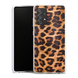 DeinDesign Galaxy A52s 5G Handy Silikon H&uuml;lle Case wei&szlig; Handyh&uuml;lle Animal Print Leopard Fur Silikon Case