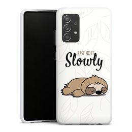 DeinDesign Galaxy A52s 5G Handy Silikon H&uuml;lle Case wei&szlig; Handyh&uuml;lle Animals Sloth Lazy Sunday Silikon Case