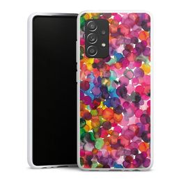 DeinDesign Galaxy A52s 5G Handy Silikon H&uuml;lle Case wei&szlig; Handyh&uuml;lle Water Colour Colourful Points Silikon Case