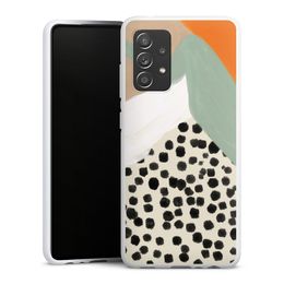 DeinDesign Galaxy A52s 5G Handy Silikon H&uuml;lle Case wei&szlig; Handyh&uuml;lle Abstract Boho Kunst Silikon Case