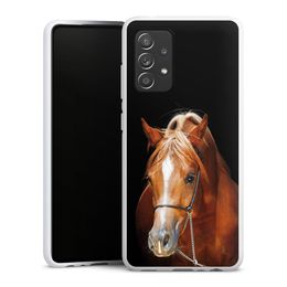 DeinDesign Galaxy A52s 5G Handy Silikon H&uuml;lle Case wei&szlig; Handyh&uuml;lle Horse Mare Hobby Silikon Case