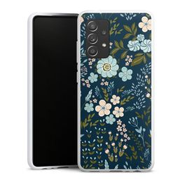 DeinDesign Galaxy A52s 5G Handy Silikon H&uuml;lle Case wei&szlig; Handyh&uuml;lle Blue Muster Flowers Silikon Case