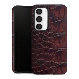 DeinDesign Galaxy S23 Handy Panzer Handyh&uuml;lle robuste Outdoor H&uuml;lle Schutzh&uuml;lle matt Leather Crocodile Animal Print Tough Case