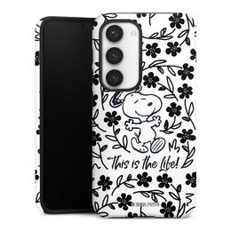 DeinDesign Galaxy S23 Handy Panzer Handyh&uuml;lle robuste Outdoor H&uuml;lle Schutzh&uuml;lle matt Peanuts Flowers Snoopy Tough Case