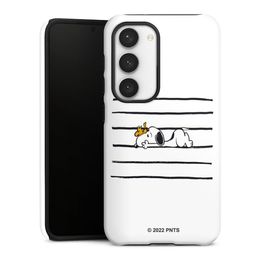 DeinDesign Galaxy S23 Handy Panzer Handyh&uuml;lle robuste Outdoor H&uuml;lle Schutzh&uuml;lle matt Snoopy Dog Peanuts Tough Case